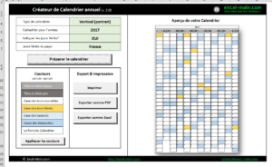 Calendrier 2017 Excel modifiable et gratuit | Excel-Malin.com