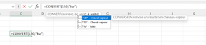 Excel: fonction CONVERT - convertir les unités de mesure