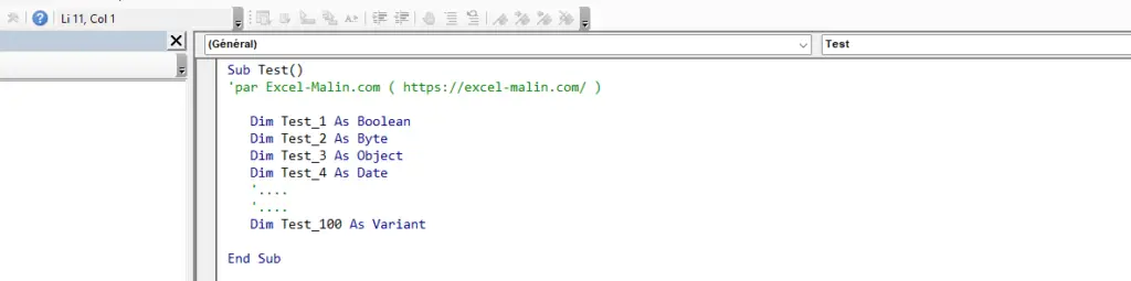Liste Des Types De Variables En Vba Excel 4629