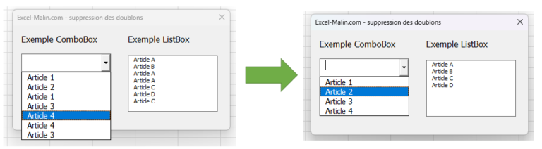 VBA: supprimer les doublons dans ListBox et dans ComboBox
